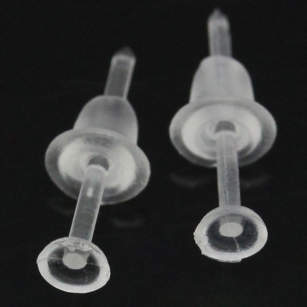 50 Pair Plastic Earrings Studs Needles Pins Head Transparent Ear DIY ...