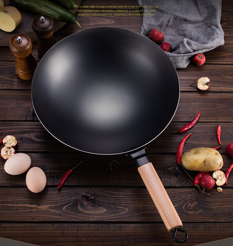 Cooking Wok Household large Iron ot Oldfashioned Uncoated Nonstick an ...