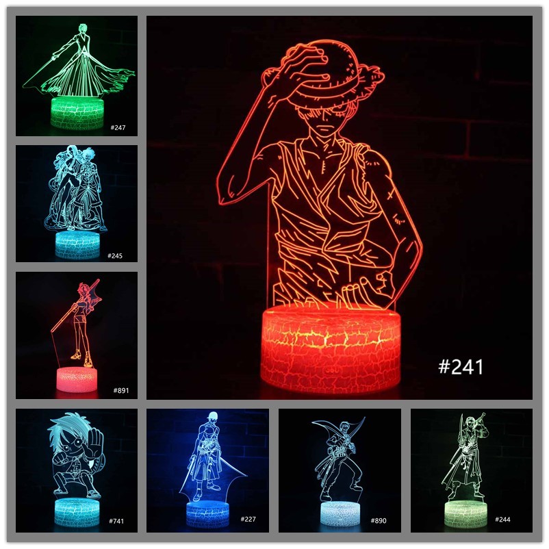 One Piece Luffy 3d โคมไฟ Led ตั้งโต๊ะ 7 สีใช้แบตเตอรี่ Usb ของเล่น ...