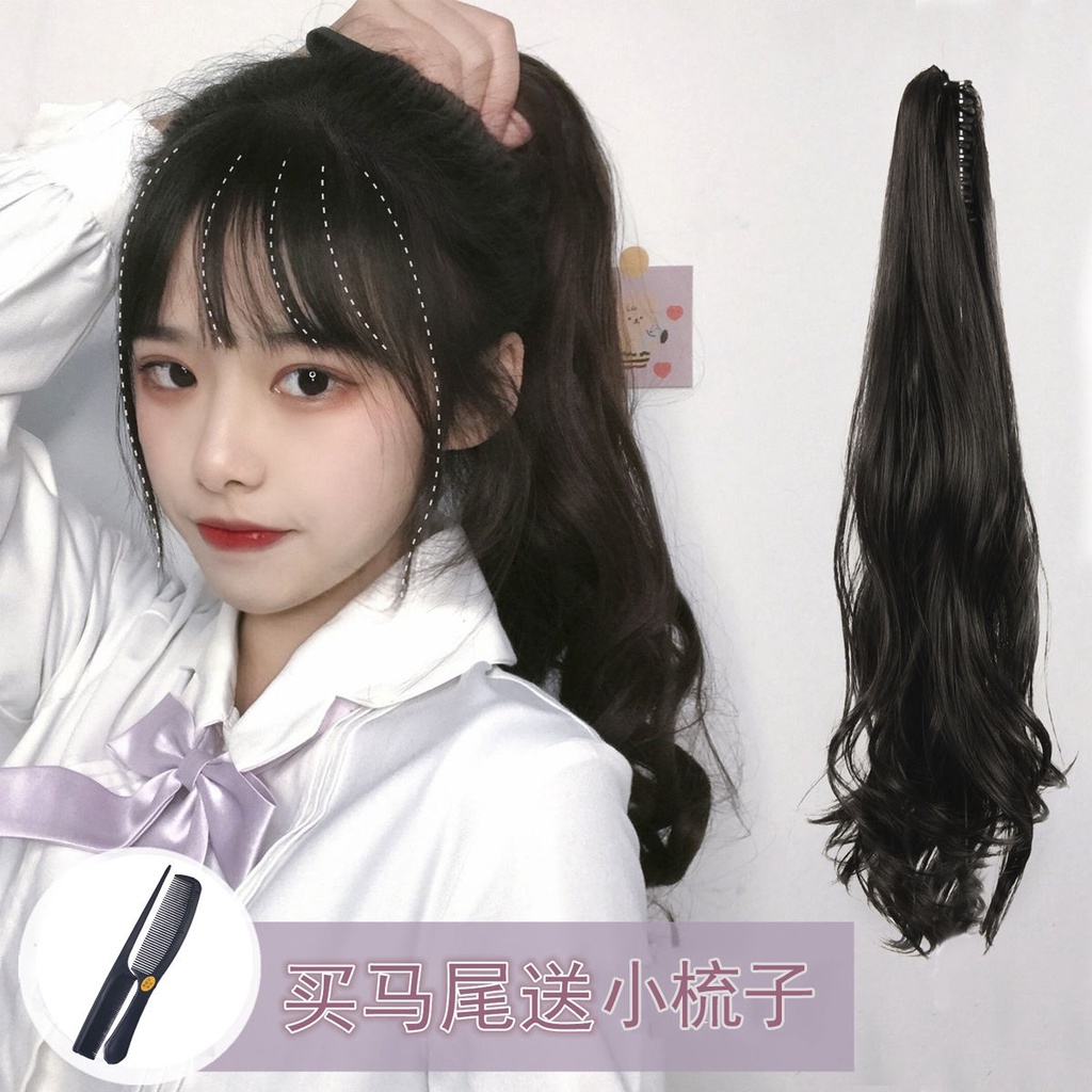 [พร้อมส่ง] เครื่องประดับผมแฟชั่น# วิกผมหางม้าคู่ที่มีผมหยิกยาวแบบผูกและ ...