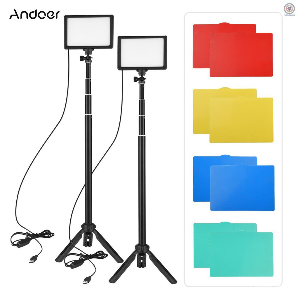 RMFAndoer 2pcs USB LED Video Light Kit Photography Lighting 3200K-5600K ...