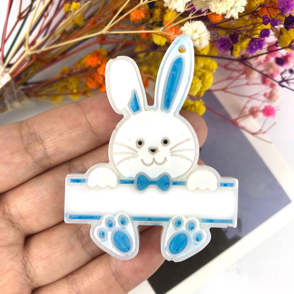 BEAUTY Gift Bunny Key Ring DIY Silicone Mould Easter Keychain Mold Bag ...