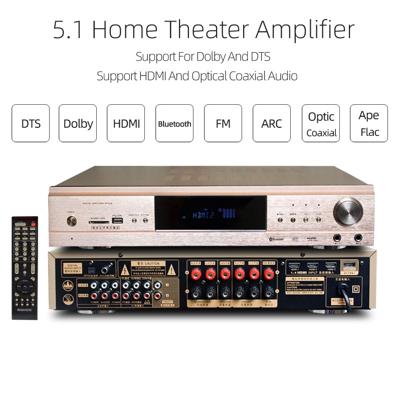 5.1 Home Theater Power Amplifier HDMI ARC HD Digital Optic Coaxial ...