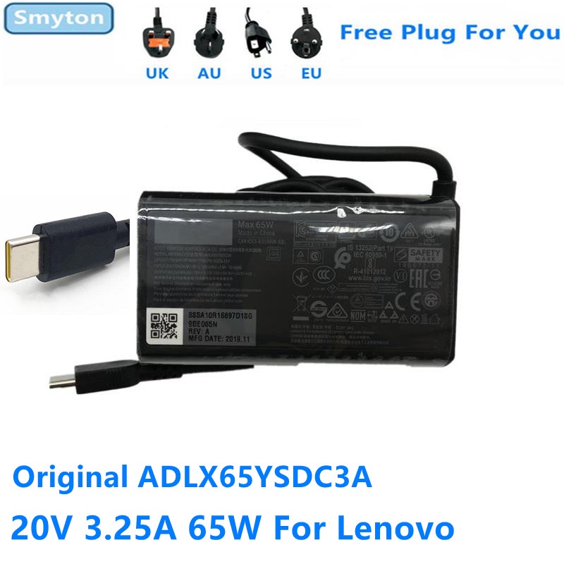 Original 65W AC Adapter Charger For Lenovo ThinkPad 20V 3.25A TYPE-C ADLX65YSDC3A ADLX65YSLC3A ...