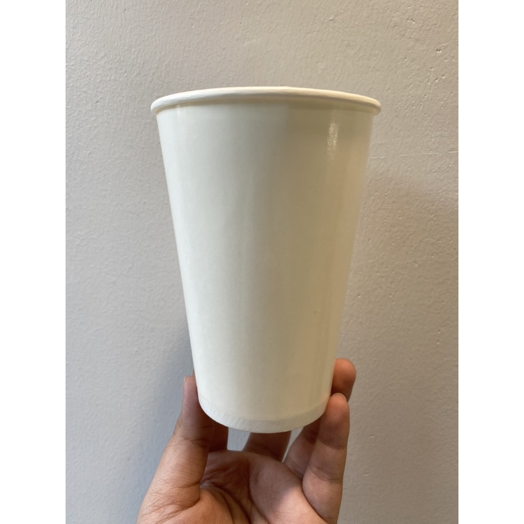 SW16-0100 แก้วกระดาษชั้นเดียว สีขาว ขนาด 16 ออนซ์ มีตัวเลือกฝาเรียบด้าน ...