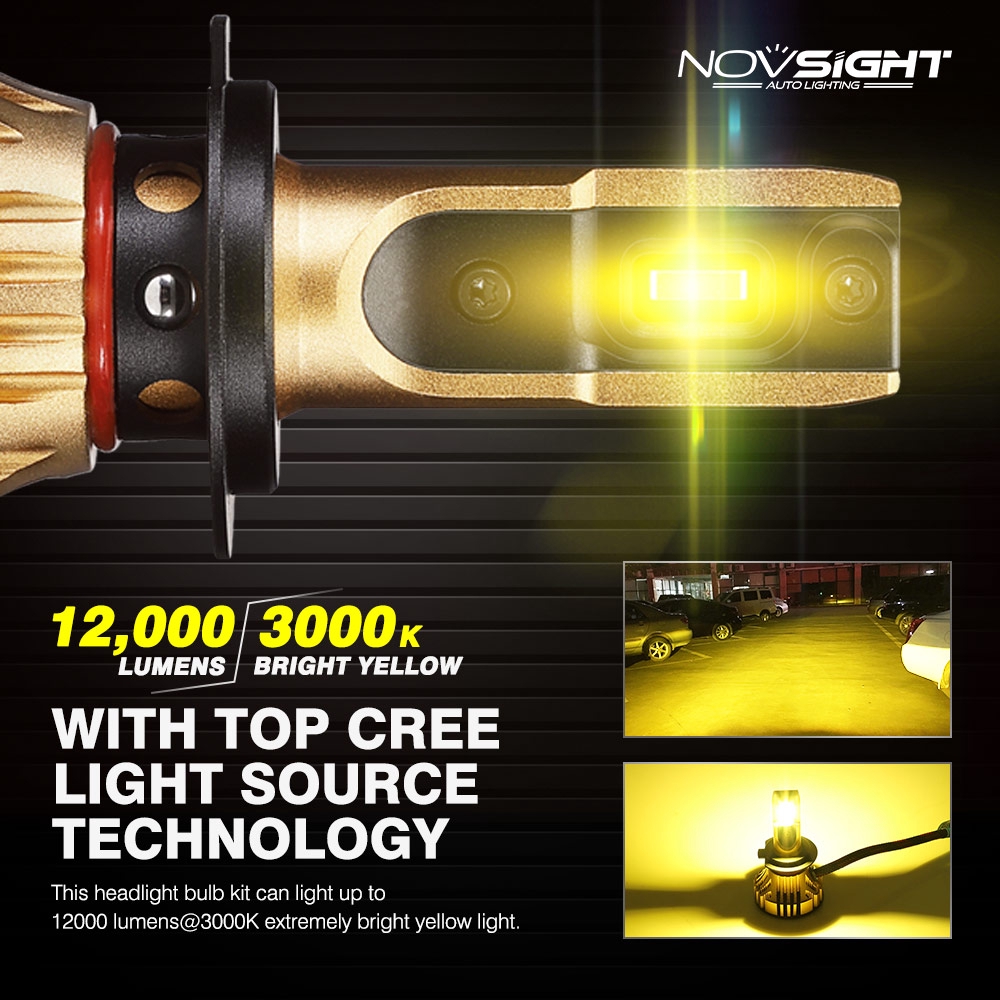 Novsight หลอดไฟหน้ารถยนต์ H13 H11 H8 H4 H7 H1 H3 9005 HB3 9006 HB4 9007 ...
