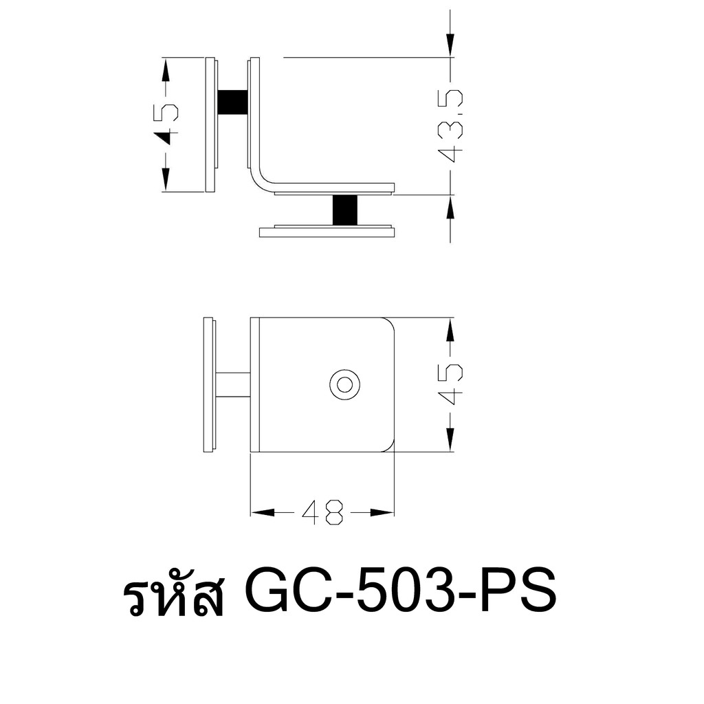 VVP รุ่น GC-503-PS ตัวหนีบกระจกห้องน้ำ วีวีพี (เจาะกระจก) สีสแตนเลสเงา ทำมุม 90องศา - hb.home ...
