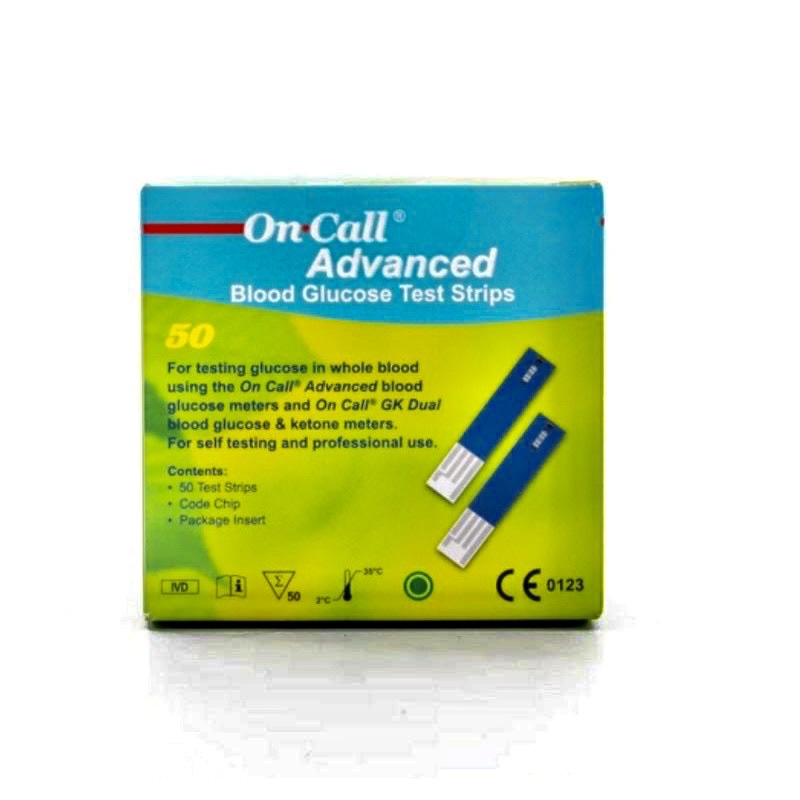 ของแท้ แผ่นตรวจน้ำตาล on call advanced 50 testสตริปเบาหวานOncall แถบ ...
