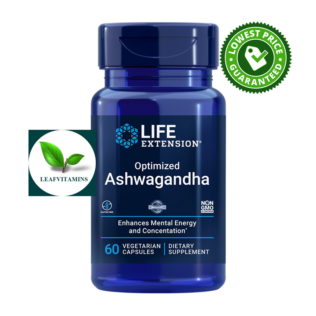 Life Extension Optimized Ashwagandha 60 Vegetarian Capsules ...