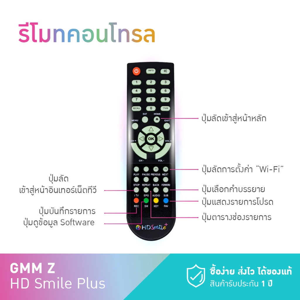 [ฟรี! เสา USB WI-FI] GMM Z HD Smile Plus กล่องรับสัญญาณดาวเทียม - gmmz_official - ThaiPick
