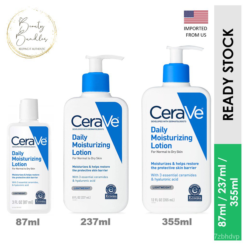 CeraVe Daily Moisturizing Lotion, Lightweight (87ml / 237ml / 355 ml ...
