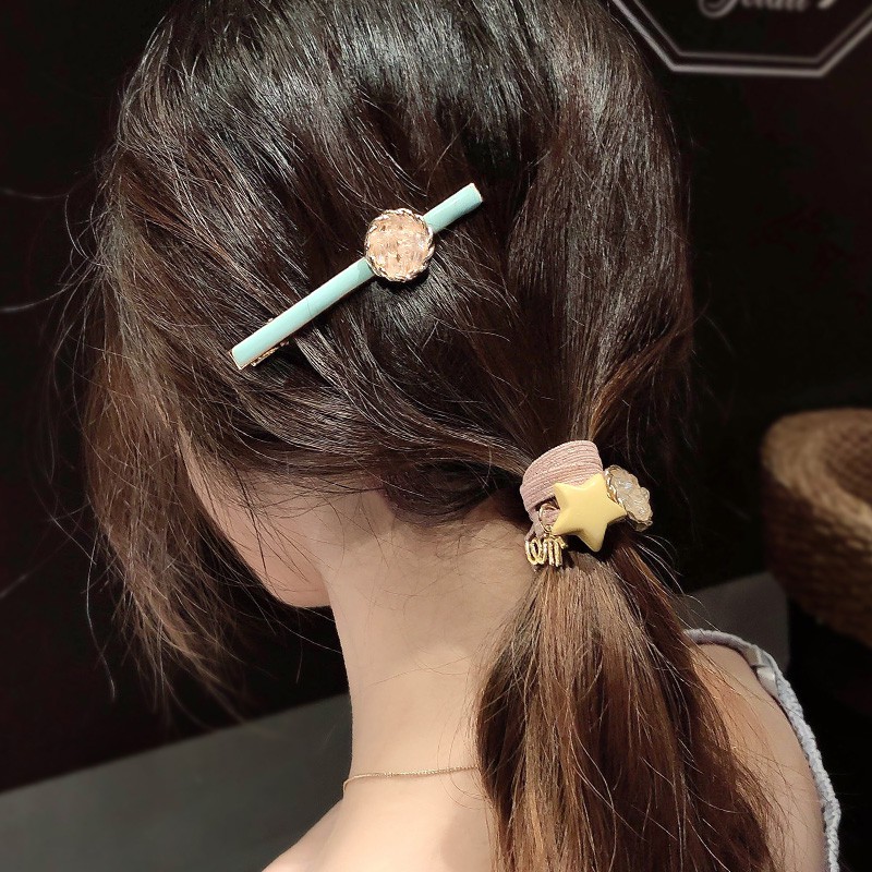 Cute color hair clip ins net red girl bangs clip simple forest back ...