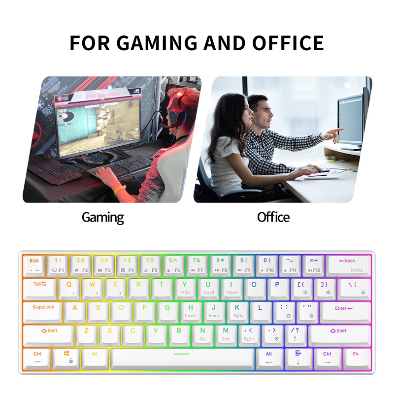 RK61 Royal Kludge Bluetooth 3.0 USB C Dual Mode RGB Backlit Mechanical Keyboard - swjlfpkbxl ...