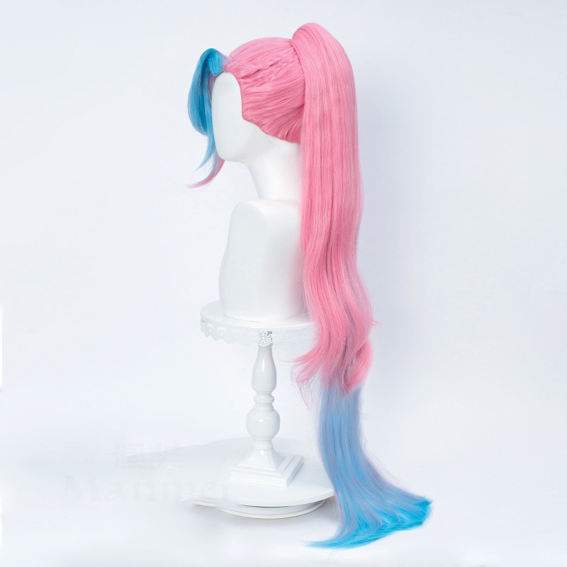 Game KDA Seraphine Superstar Cosplay Wig Pink Blue Long Hair for Women ...