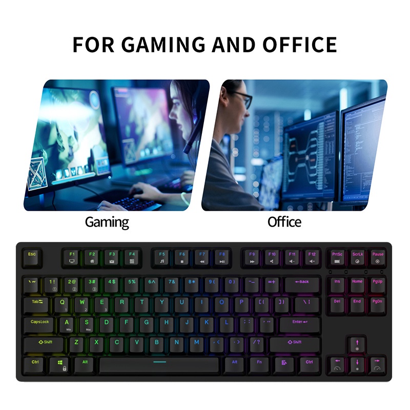Royal Kludge RK87 87 keys hot swappable wired backlit rgb tkl teclado gaming computer keyboard ...