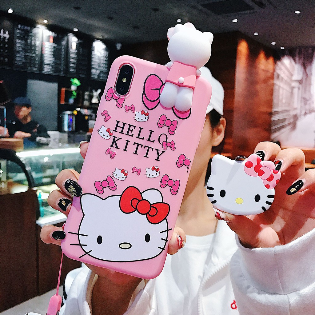 3D Kitty Cat Expansion Bracket+Lanyard TPU Soft Case For OPPO A93 A15 ...