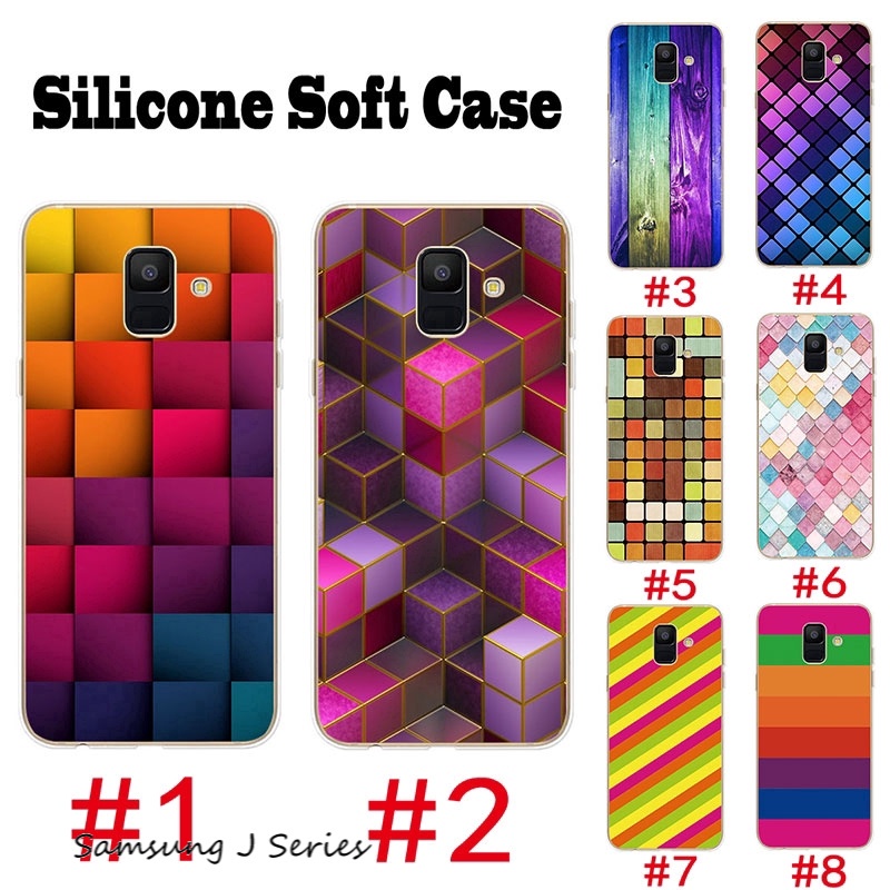 เคสโทรศัพท์มือถือ Samsung A6 A6 A8 A8 Plus A7 A9 2018 ปลอก TPU อ่อน สีลวดลายสี่เหลี่ยมจัตุรัส ...