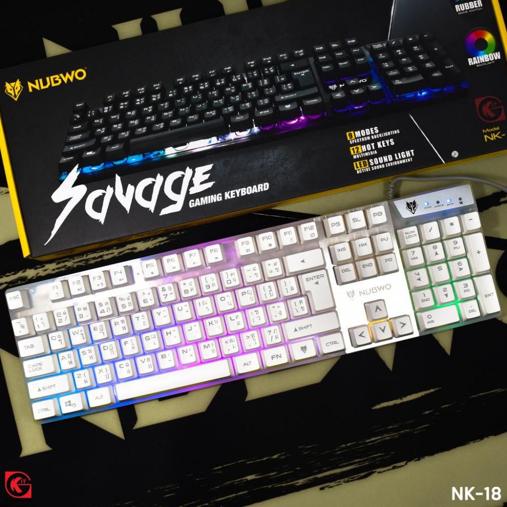 คีย์บอร์ด Nubwo Gaming keyboard รุ่น Savage NK-18ไฟกระพริบ9โหมด ประกัน ...