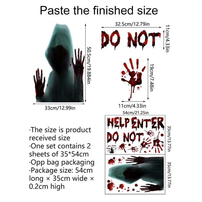 1 Set Halloween Party Haunted Houses Decoration Static Wall Sticker ...