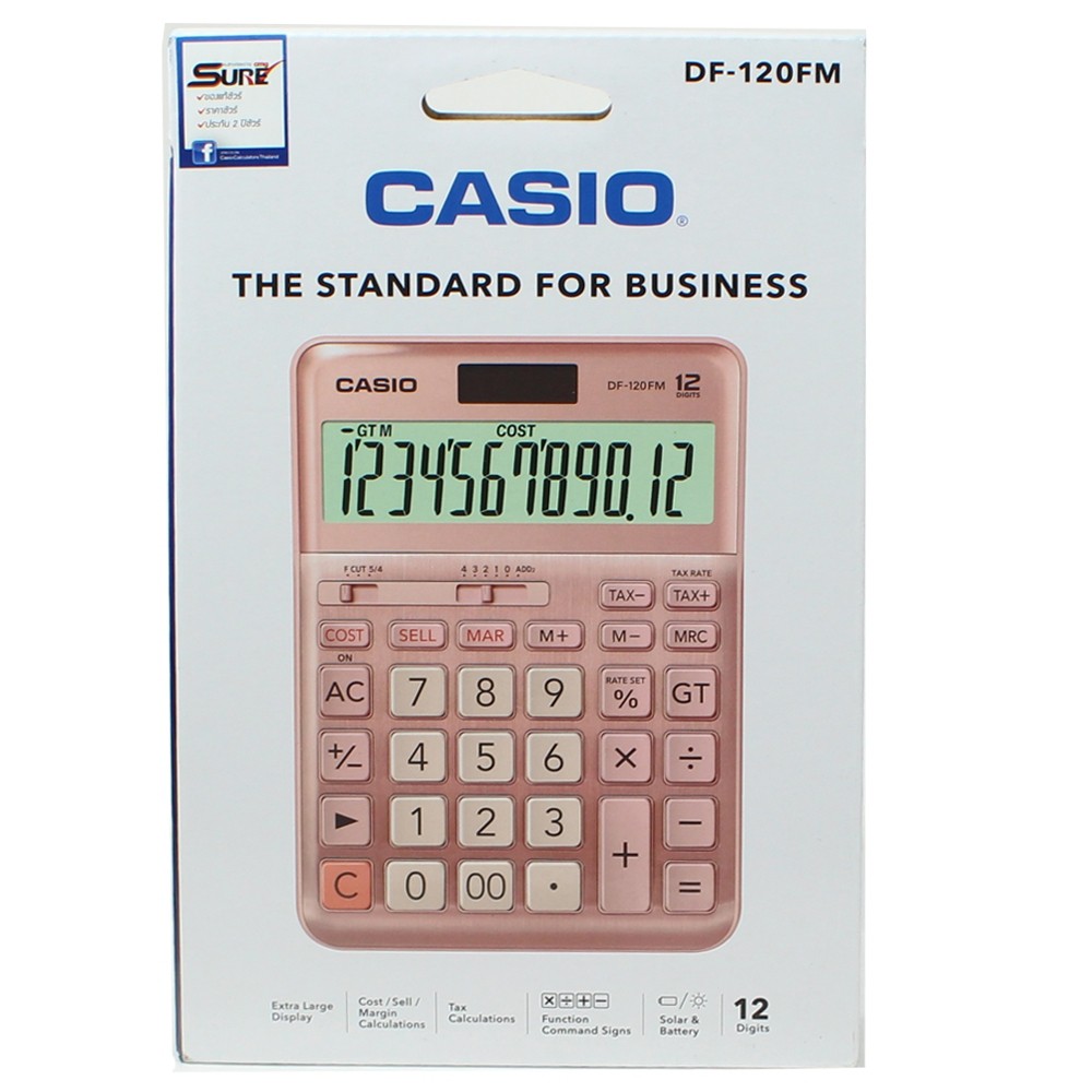 mhfsuper เครื่องคิดเลข หน้าจอ 12 หลัก Casio DF-120FM-PK รุ่น Casio-DF-120-FM-08d-Cal - telecorsa ...