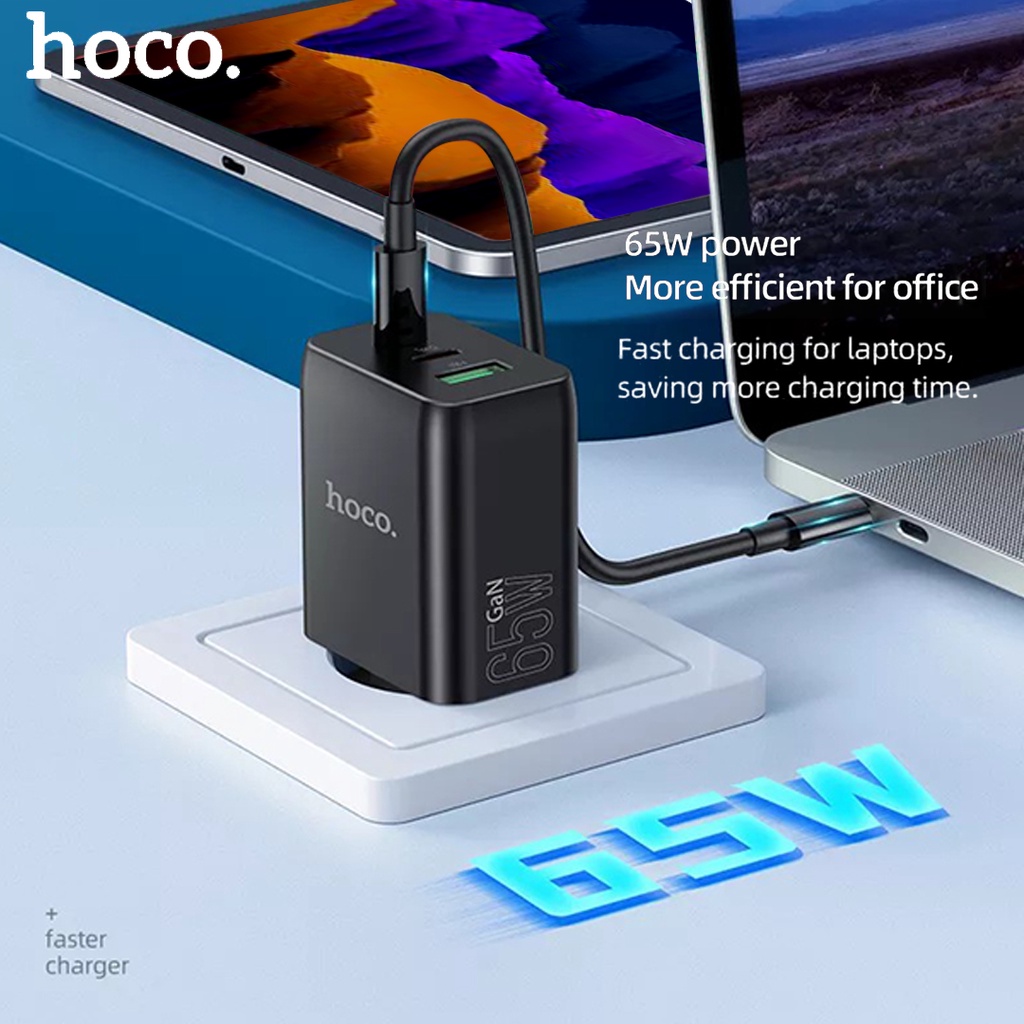 Hoco N18 65W GaN wall charger 3ช่อง ชุดชาร์จเร็ว GaN (Type-C ถึง Type-C ...