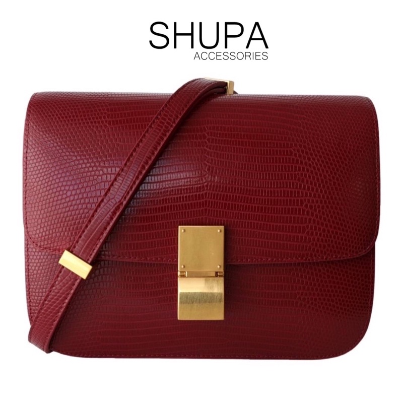 พรีออเดอร์ กระเป๋าสะพายข้าง รุ่น CL BOX BAG หนังแท้ ลาย LIZARD SKIN ...