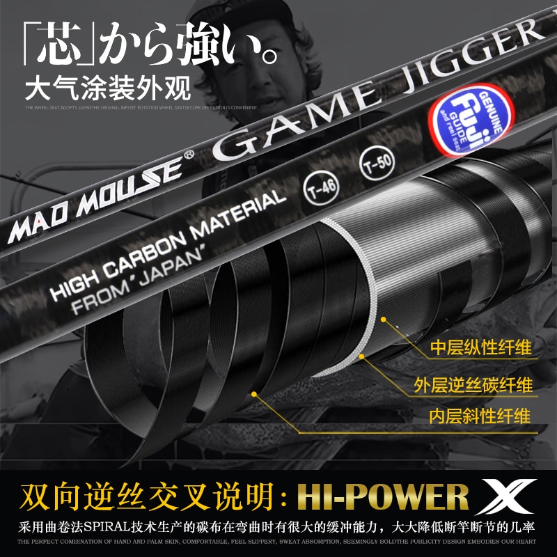NEWJapan Full Fuji Parts MADMOUSE Jigging Rod 1.8M PE 2-4 Lure Weight ...