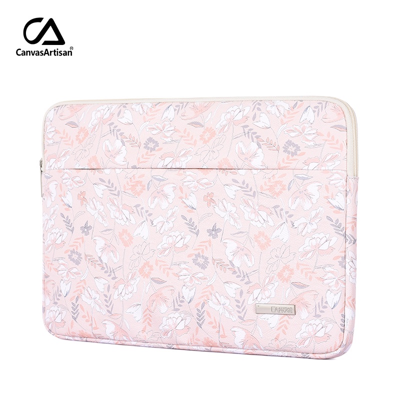 CanvasArtisan เคสกระเป๋าผ้าใบลายดอกไม้สีชมพูสําหรับ Macbook Air Pro ...