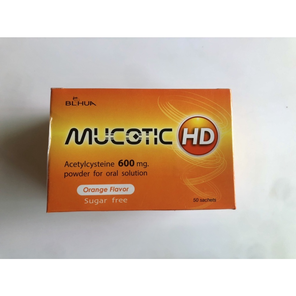 พร้อมส่งทันที มูโคติค Mucotic HD 600 mg ผงชงละลายเสมหะ ละลายน้ำชงดื่ม (1 กล่องมี 50 ซอง ...