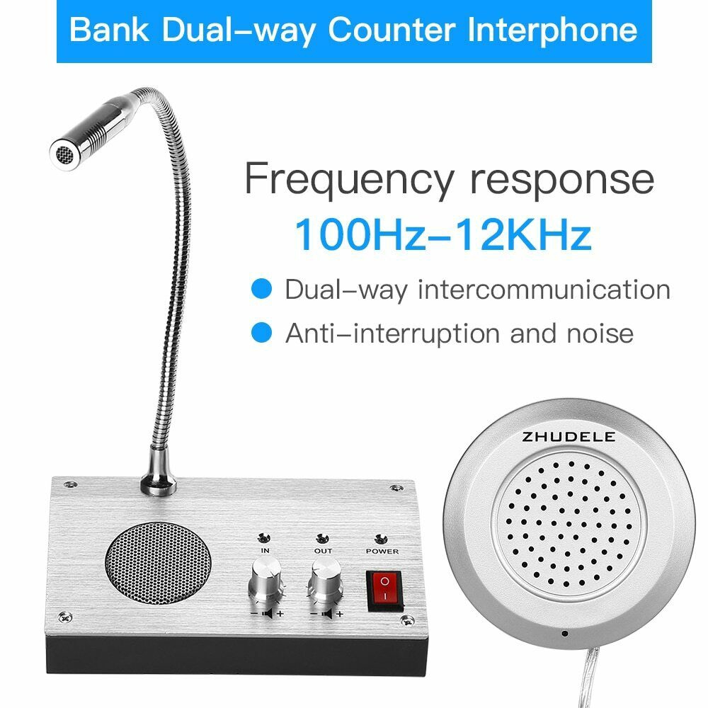 Window Glass Counter Intercom Speaker System Dual-Way Talk Microphone For Office - a0808861387 ...