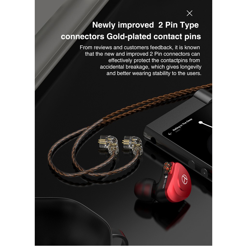 TRN V90S OCC Pure Copper Cable 5BA1DD Headset Hybrid HIFI Bass Earbuds ...