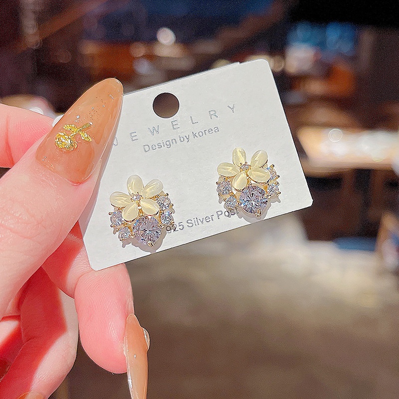 Shuling ต่างหูเข็มเงิน 925 ประดับเพทาย โอปอล ดอกไม้ แวววาว - shuling.th ...
