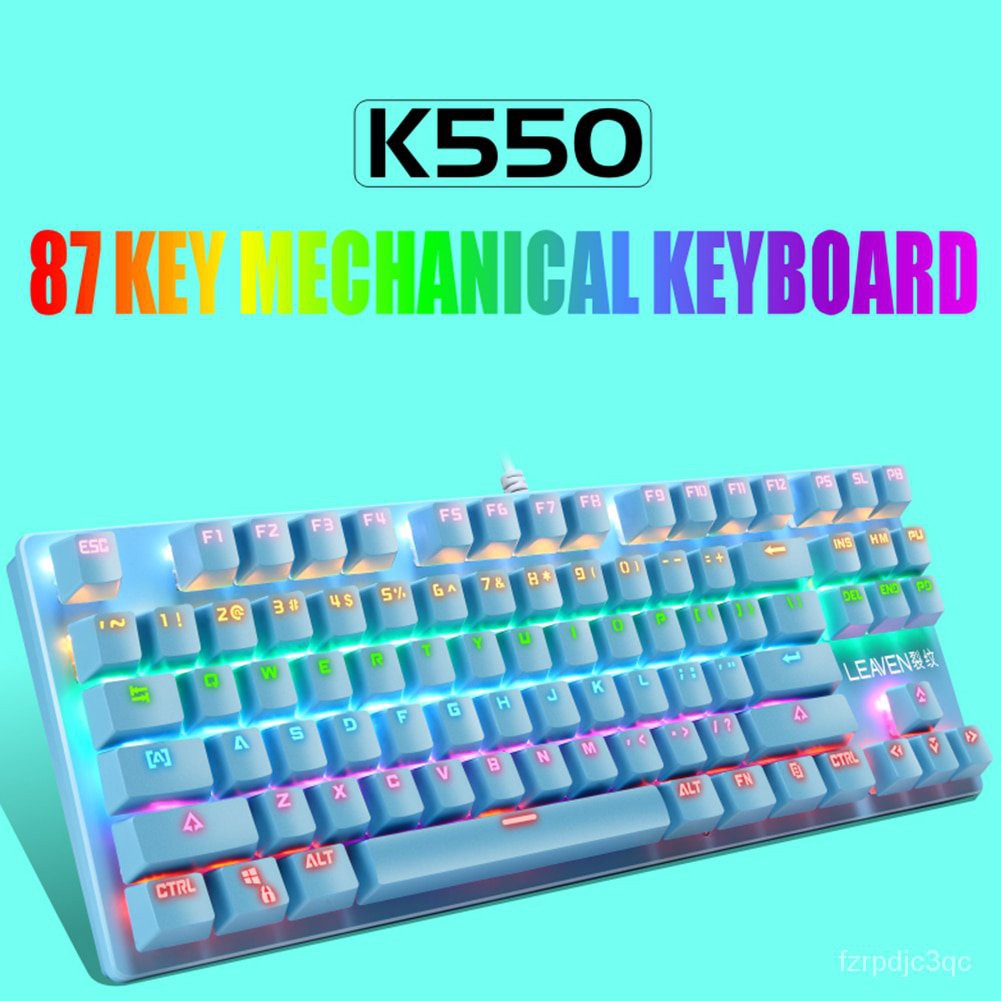 K550 Mechanical Keyboard 87 Keys USB Wired Blue Switch Gorgeous Backlight Mechanical Keyboard ...
