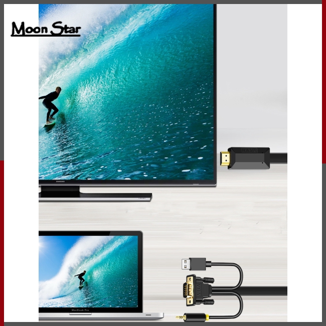 VGA to HDMI Adapter Converter with Audio PC VGA Source Output to TV ...