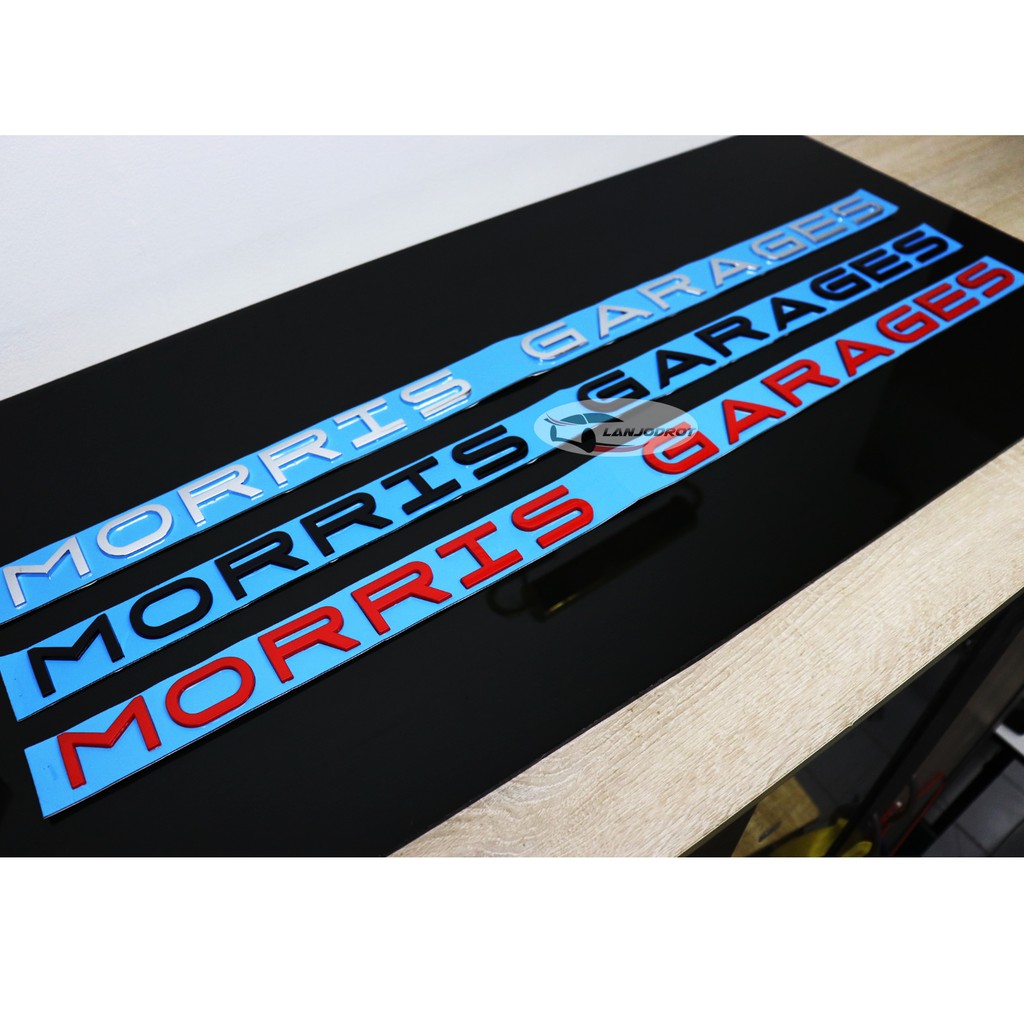 โลโก้ ติดฝากระโปรง MORRIS GARAGES ขนาด 35 x 79 cm. สำหรับ รถยนต์ MG MG3 ...