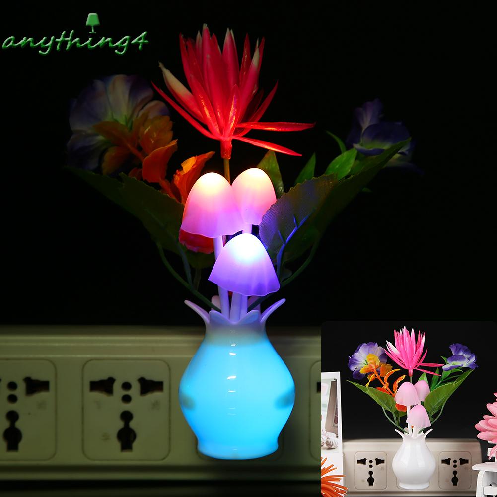 Cotton Light★ US Plug-in LED Night Lamp Flower Shape Colorful Lighting ...