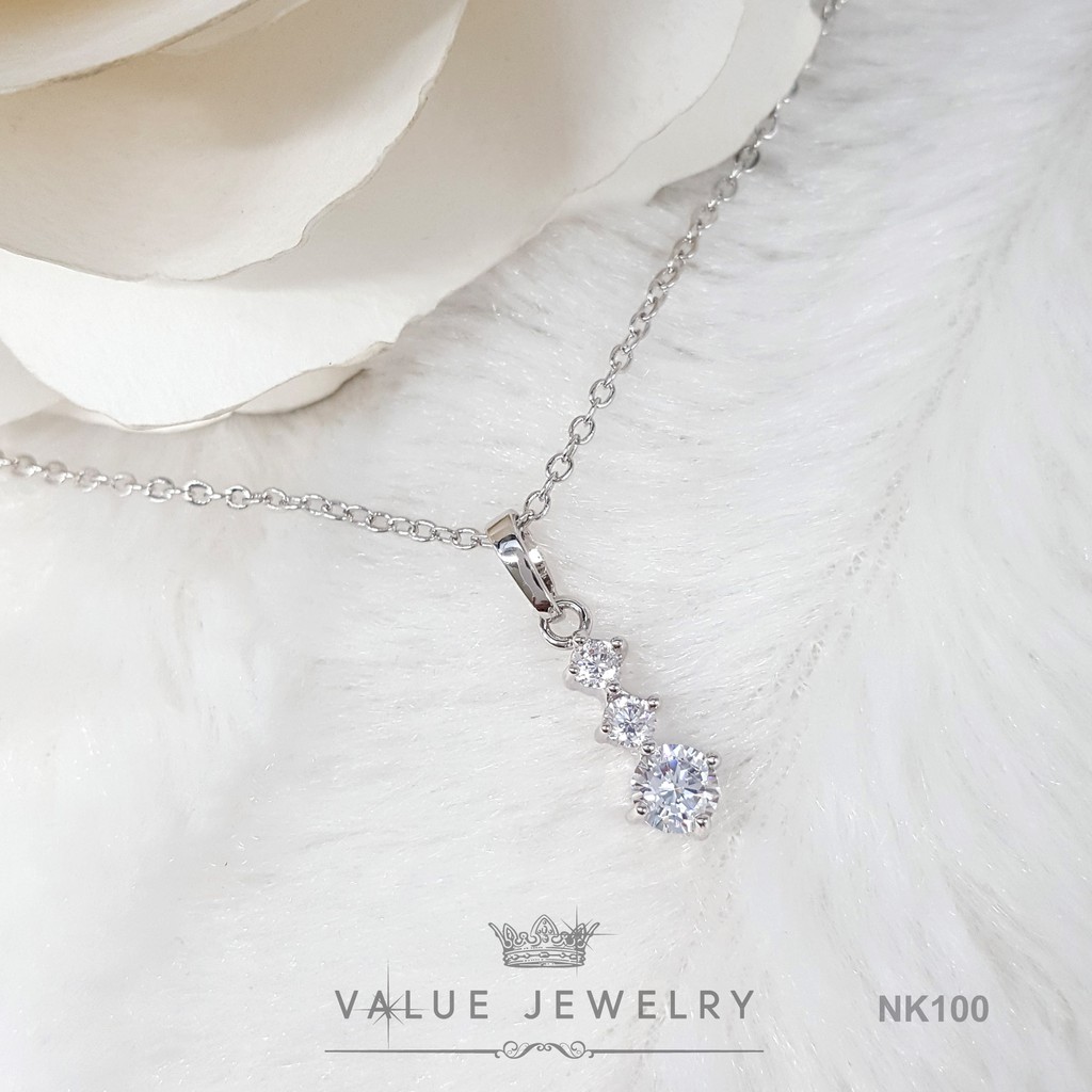 Value Jewelry NK100 กว้าง0.5cmยาว2.1cmสร้อยยาว45cm สร้อยคอ จี้ แฟชั่น ขายดี ราคาส่ง เพชร CZ ...