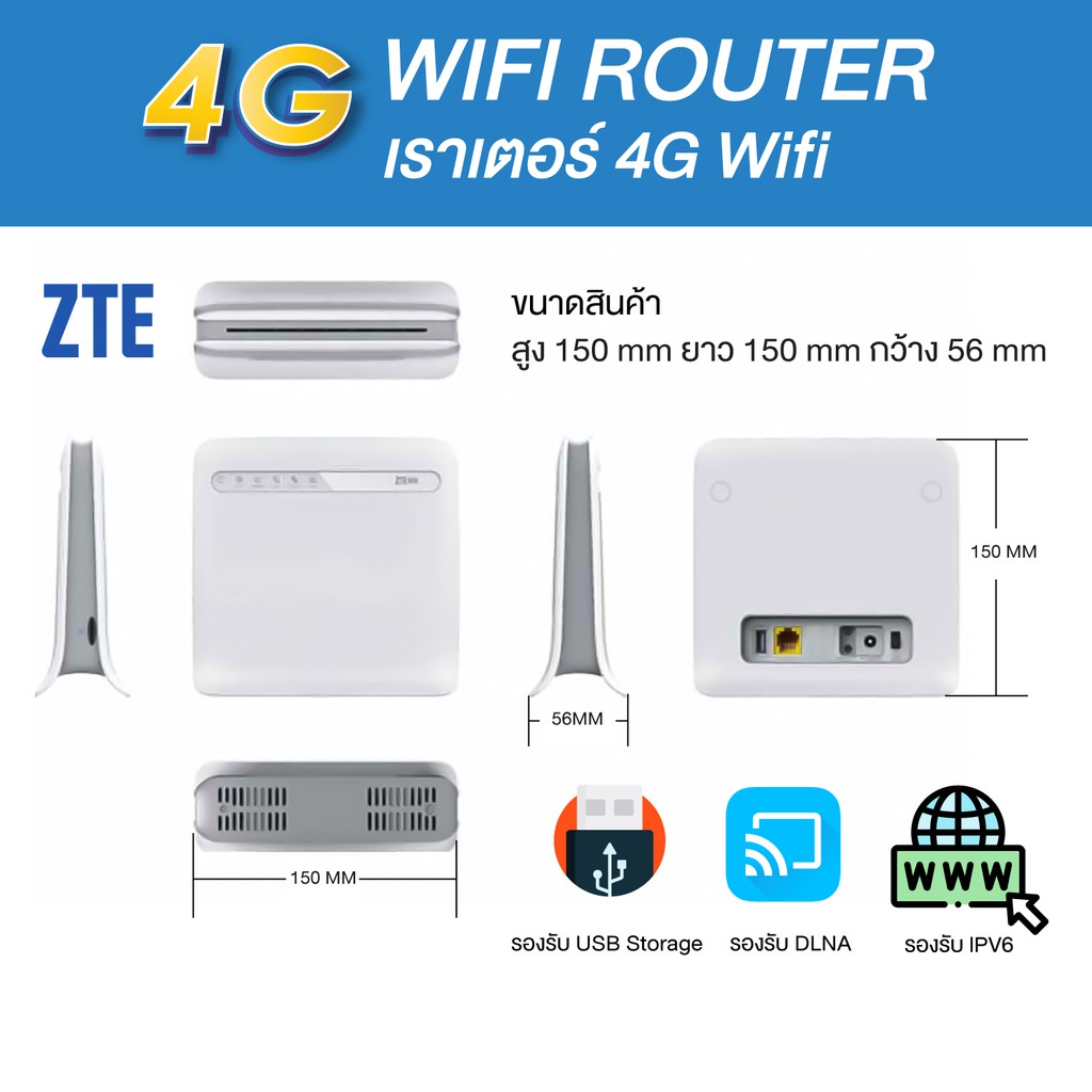 (2020)เร้าเตอร์ใส่ซิม ZTE 4G LTE Wireless Router Wifi router ใส่ซิมได้ ...