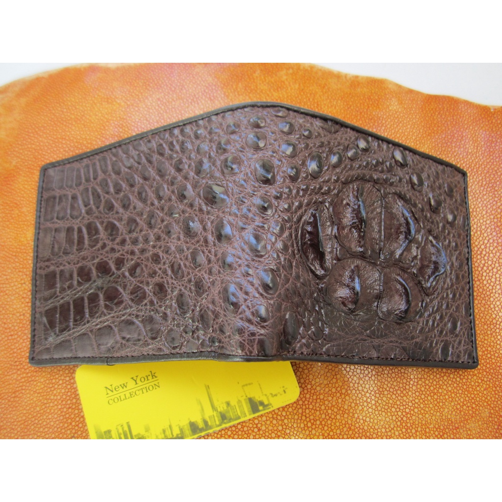 Men's wallet handmade crocodile skin. Brown fish leather men's wallet ...