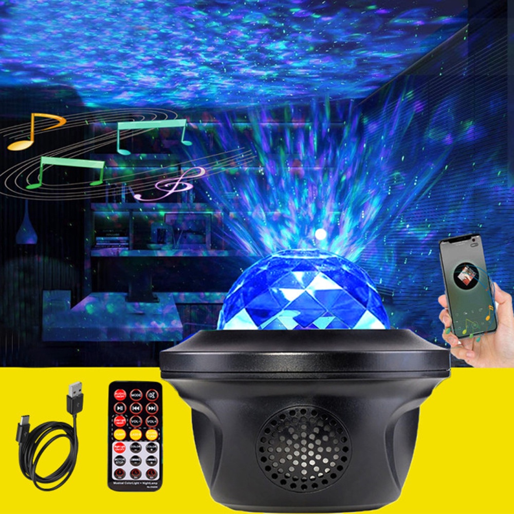 LED Galaxy Projector Star Night Lights Bluetooth Music Speaker Rotate Ocean Wave Projector for ...