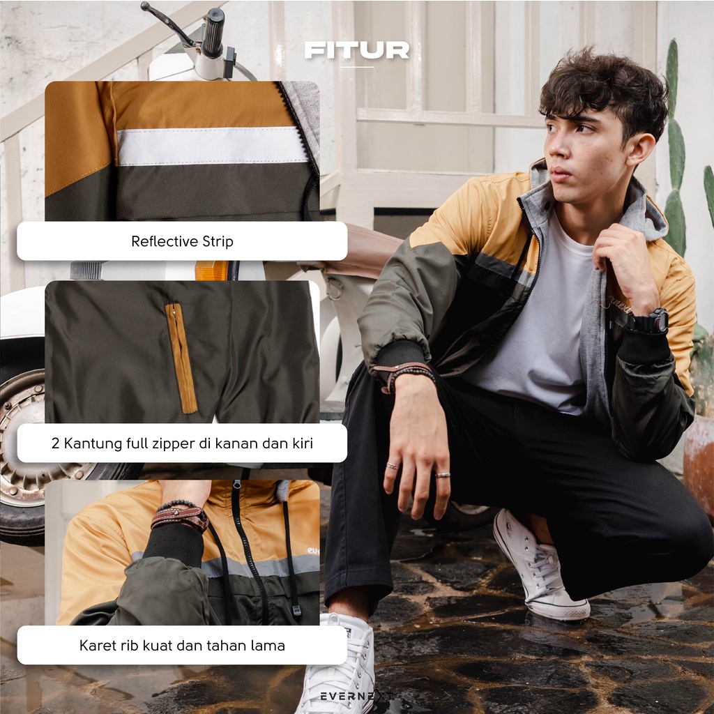 เสื้อแจ็กเก็ตผู้ชาย สีดํา สีน้ําตาลเข้ม กันน้ํา ARVIN REVERSIBLE JACKET ...