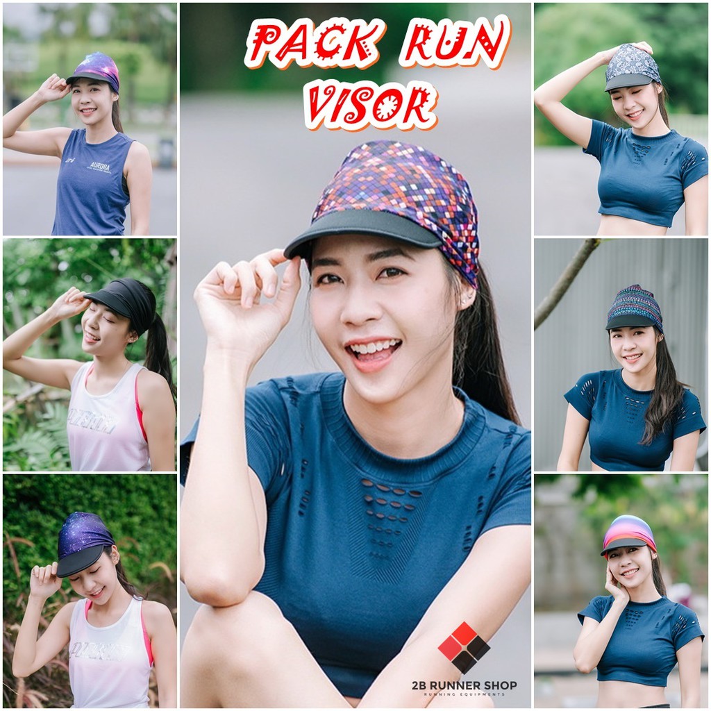 Pack Run Visor หมวกผ้าอเนกประสงค์ (แบบปีกหมวกอ่อนม้วนเก็บได้) - 2b_runner_shop - ThaiPick