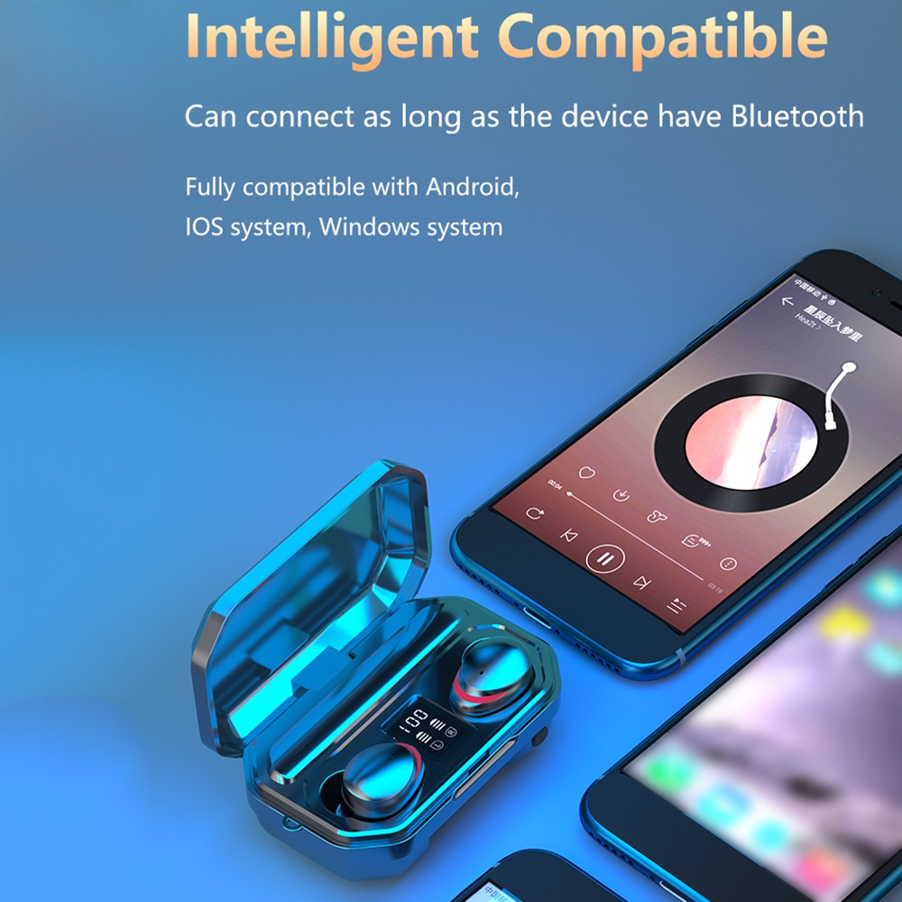 M15 TWSหูฟังไร้สายBT5.0 IPX7กันน้ำ2000MAhกล่องชาร์จPowerหน้าจอไฟฉาย ...