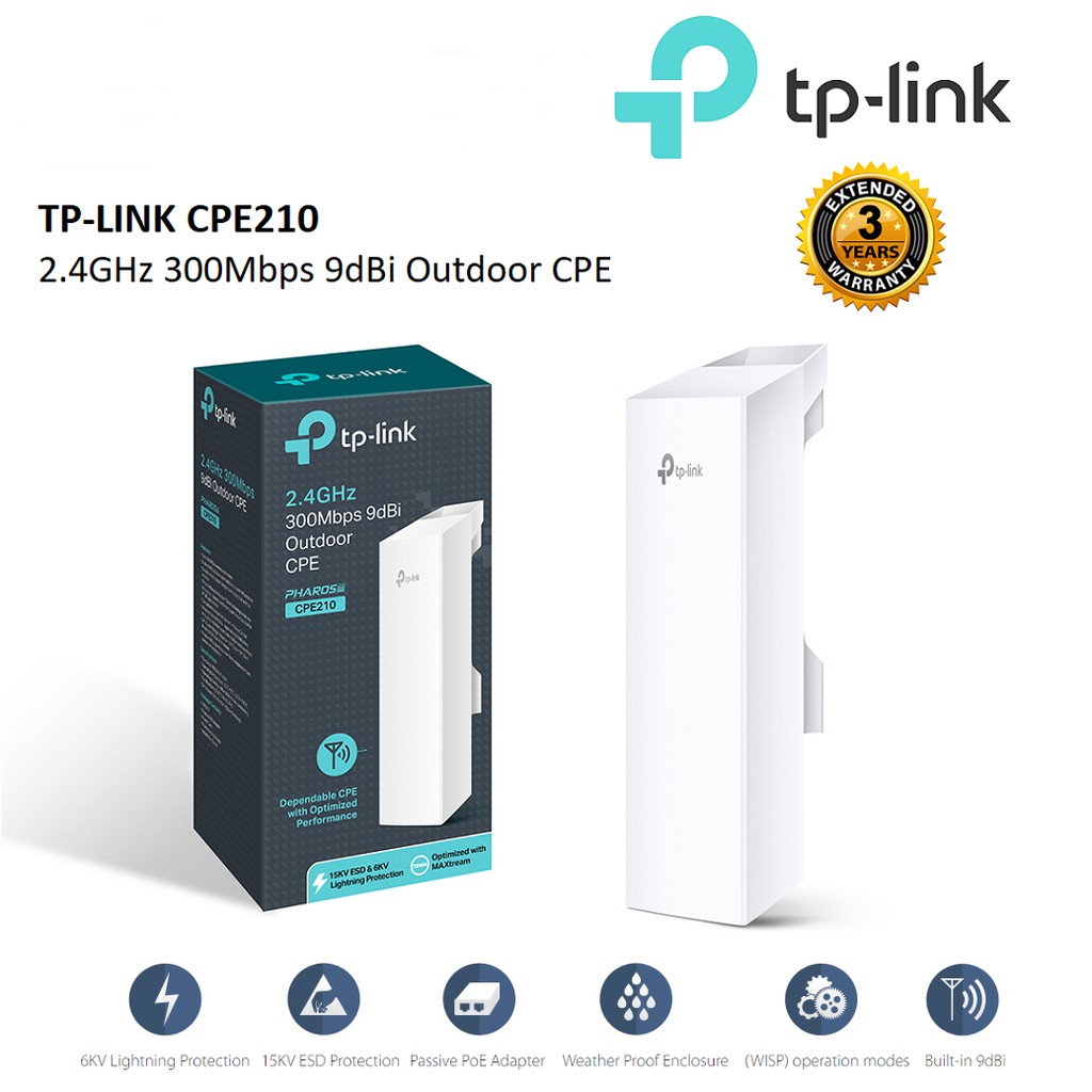 TP-LINK (CPE210) Wireless N300 2.4GHz 300Mbps 9dBi Access Point Outdoor ...