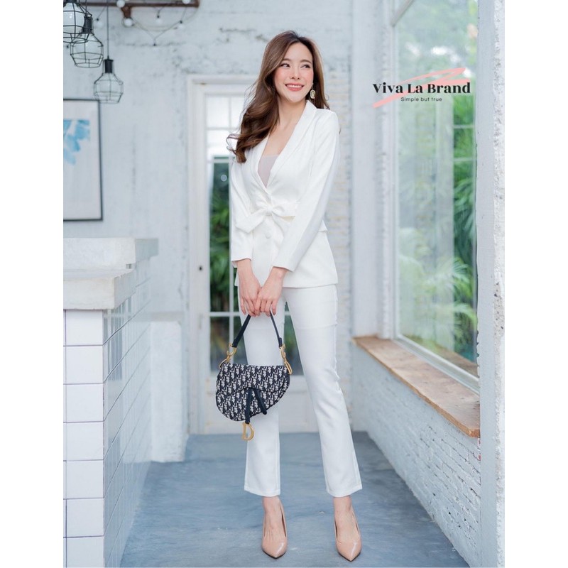 V026 เสื้อสูทกางเกงขายาว พร้อมเชือกผูกเอว - vivalabrand - ThaiPick