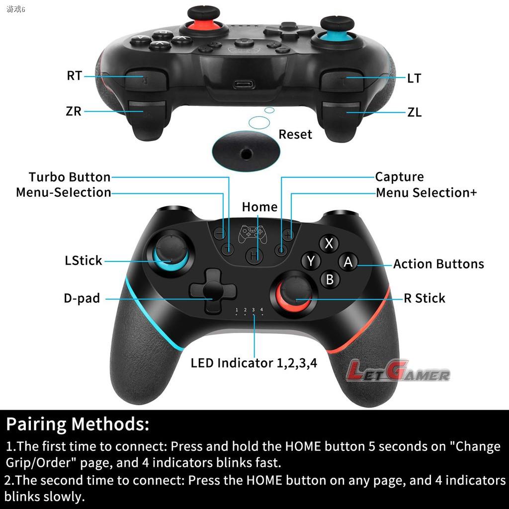 เร็วกว่าด้วย ปุ่ม Turbo Nintendo Switch Pro Controller จอยไร้สายสำหรับ ...