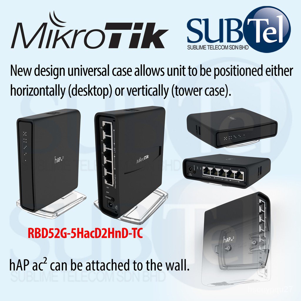 Mikrotik hAP ac2 Gigabit WiFi Router 5 port RBD52G-5HacD2HnD-TC with ...
