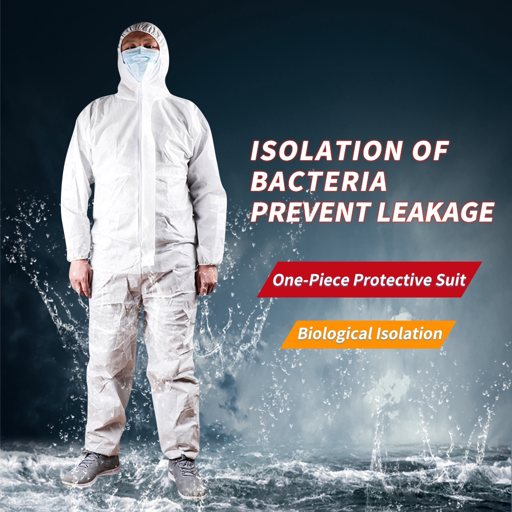 2 pcs White Disposable Waterproof Hooded Coveralls with Foot Cover ...