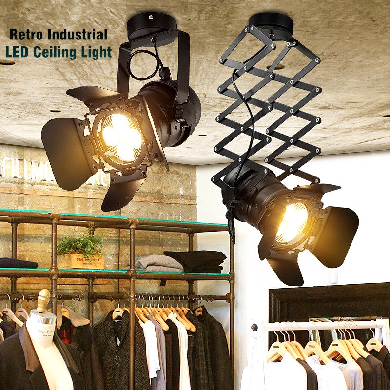 Vintage LED Industrial Stretch Lamp for Store Shop Bar Home Adjustable ...