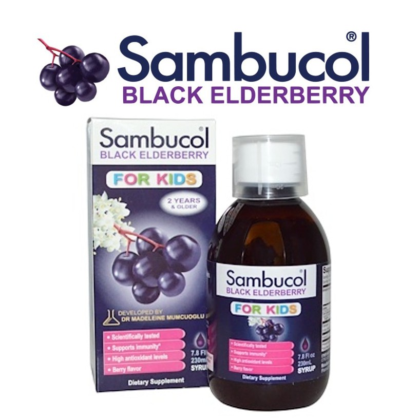 Sambucol, Black Elderberry Syrup, For Kids, Berry Flavor, 7.8 fl oz ...